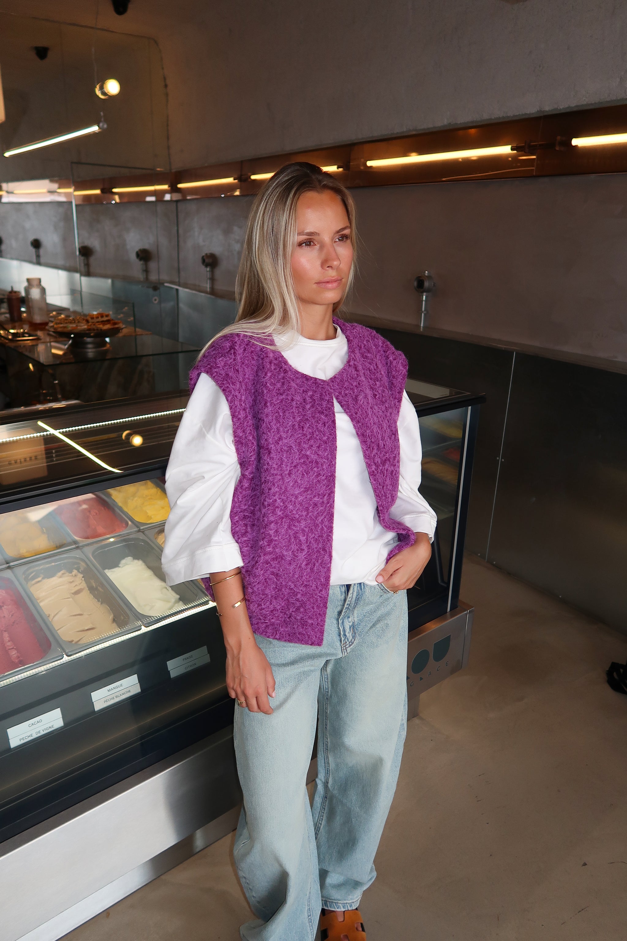 Veste sans manche violette