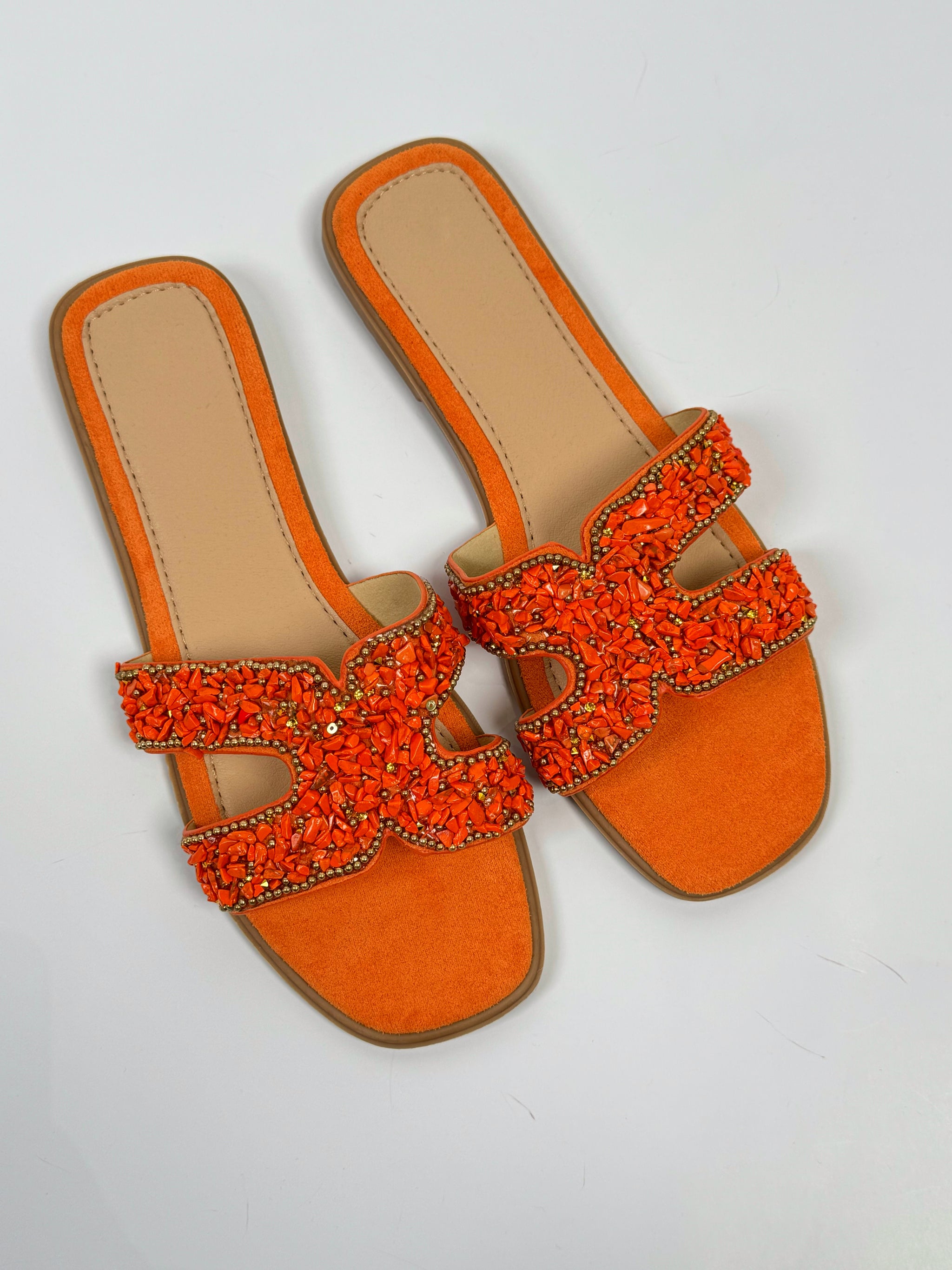 Orange flip flops with details