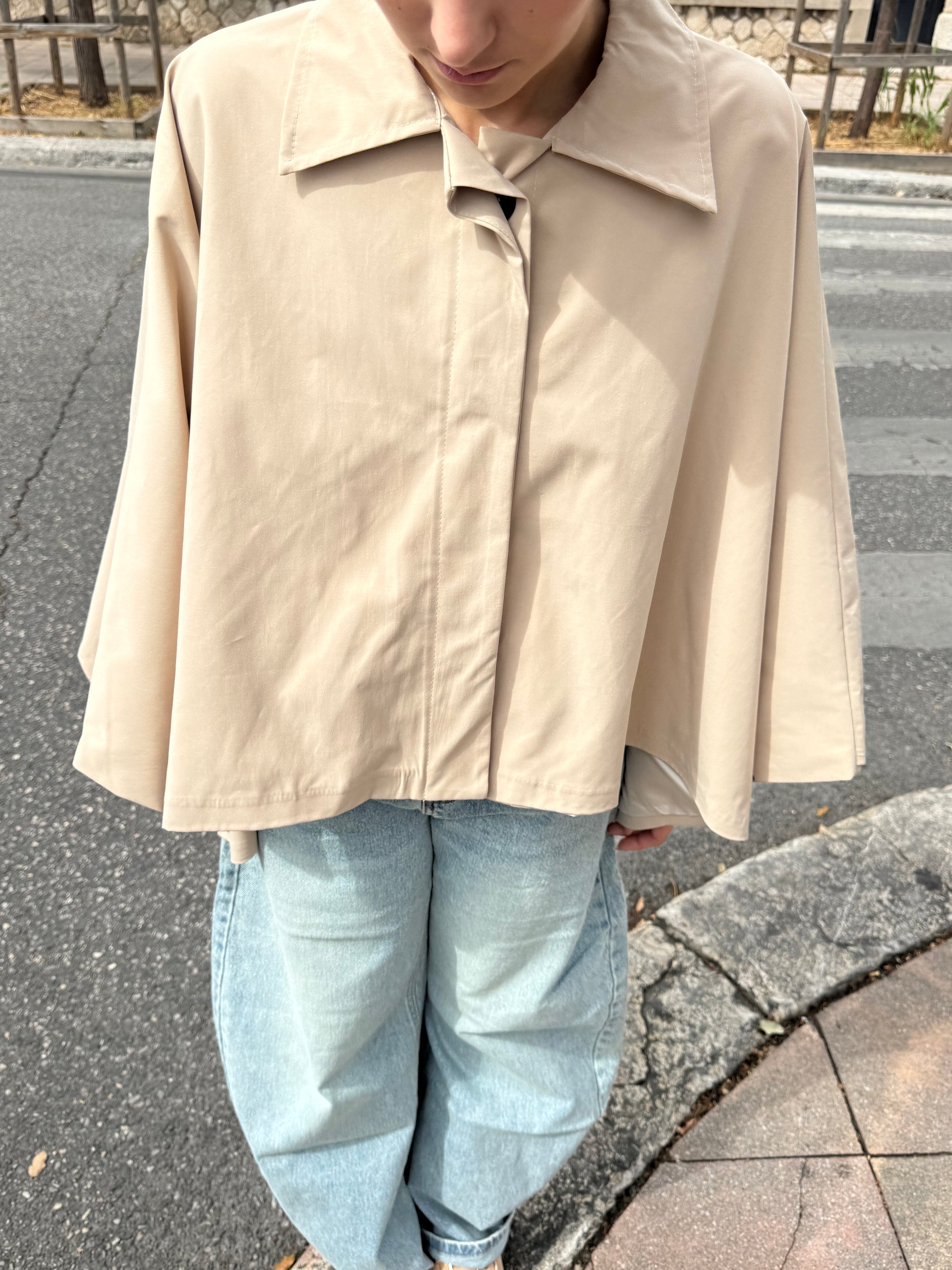 Oversized beige cape