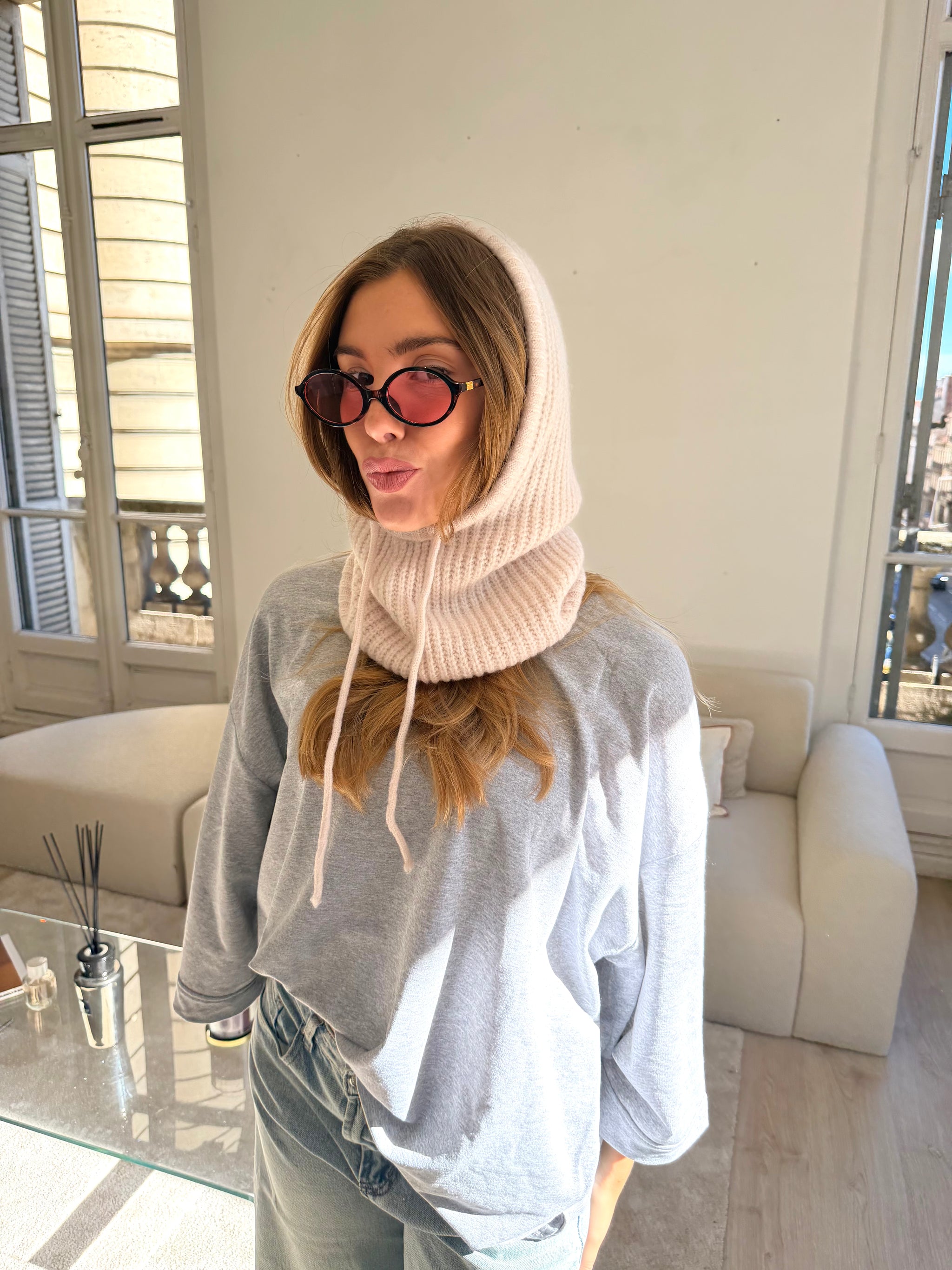 Beige mesh balaclava